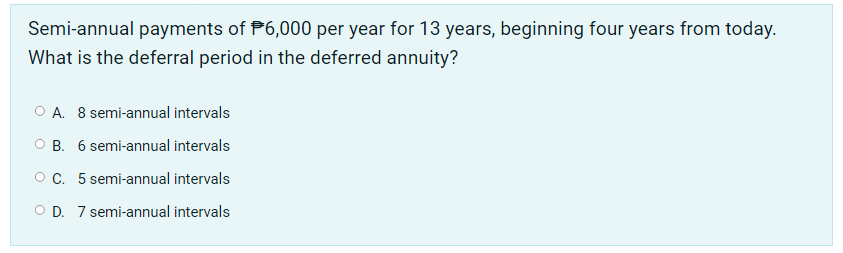 Solved Semi-annual payments of F6,000 per year for 13 years, | Chegg.com