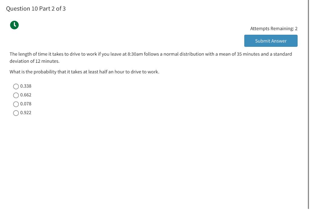 Solved Question 10 Part 1 of 3 Attempts Remaining: 2 The | Chegg.com