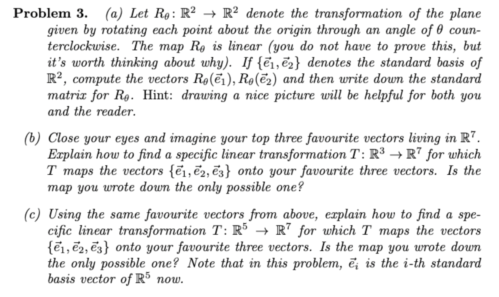 Solved Problem 3. (a) Let Rθ:R2→R2 denote the transformation | Chegg.com