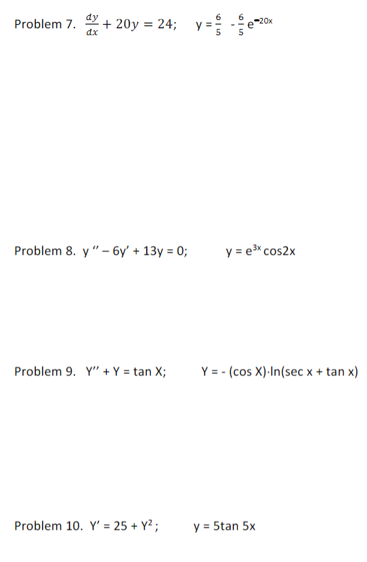Solved Verify, that indicated functions are solutions of | Chegg.com