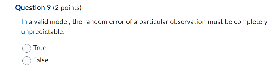 Solved In a valid model, the random error of a particular | Chegg.com