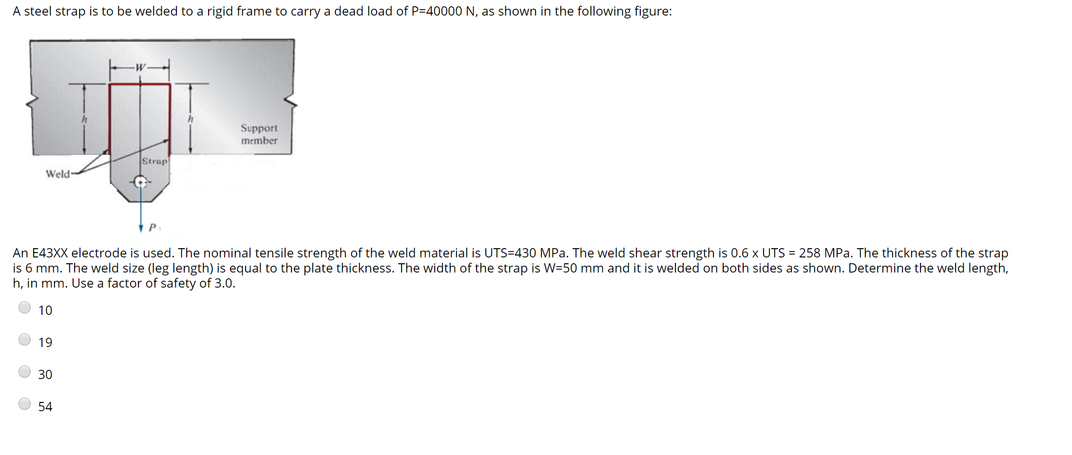 Solved A steel strap is to be welded to a rigid frame to | Chegg.com