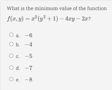 Solved What is the minimum value of the function | Chegg.com