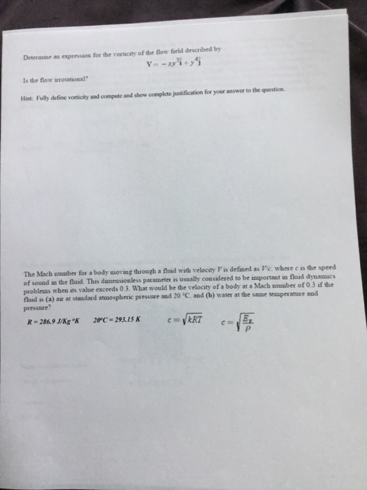 Solved Determine an expressson for the vorticity of the flow | Chegg.com