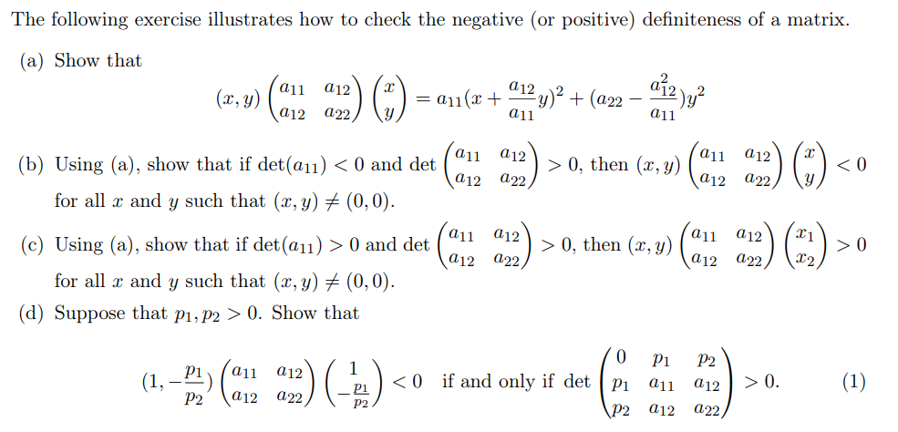 Solved The following exercise illustrates how to check the | Chegg.com