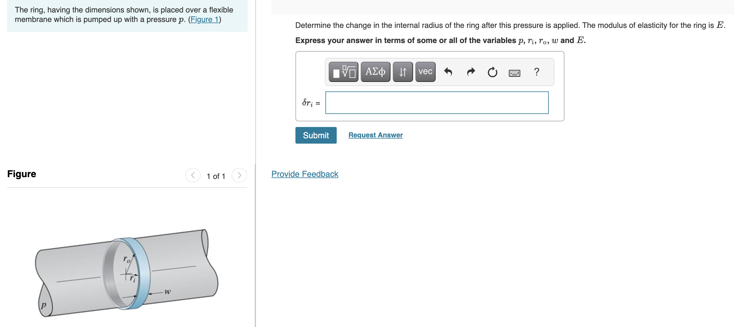 Solved The ring, having the dimensions shown, is placed over | Chegg.com
