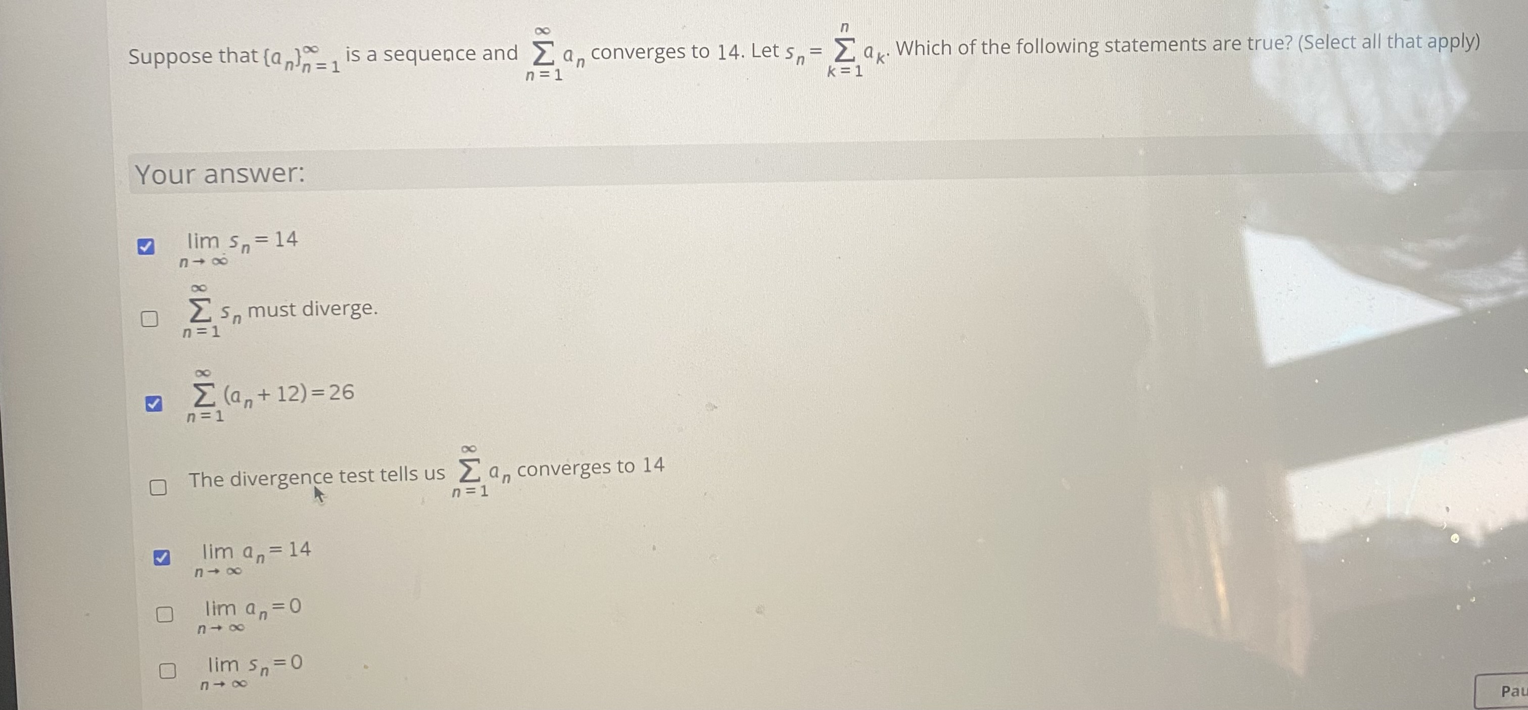 Solved Suppose that {an}n=1∞ is a sequence and ∑n=1∞an | Chegg.com