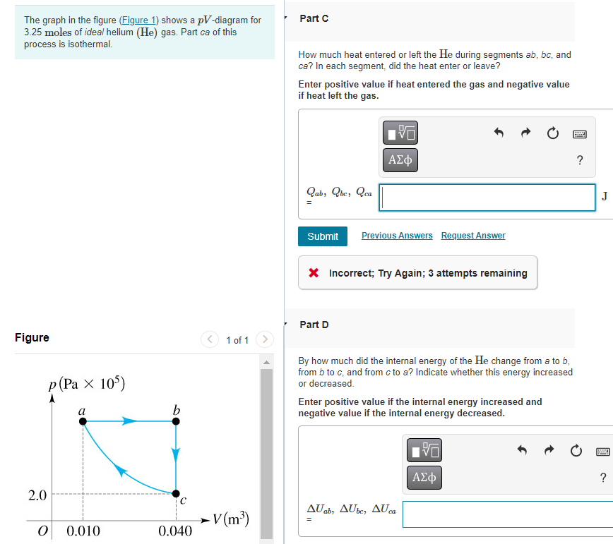 Solved The graph in the figure (Figure 1) shows a pV-diagram | Chegg.com