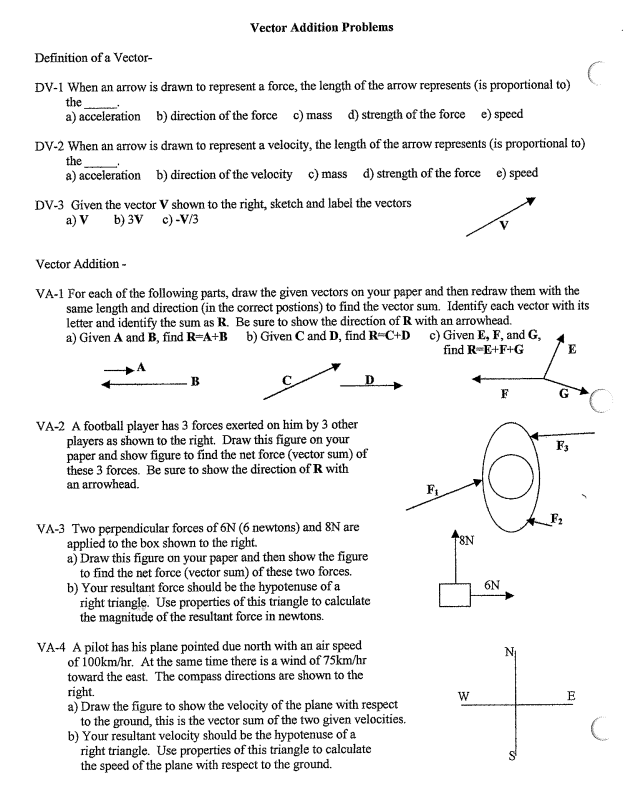 Solved Vector Addition Problems Definition of a Vector- DV-1 | Chegg.com