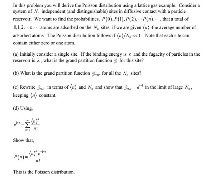 In this problem you will derive the Poisson | Chegg.com