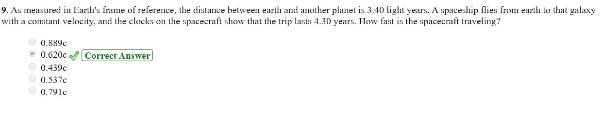 Solved Calculate how fast the spaceship is traveling given | Chegg.com