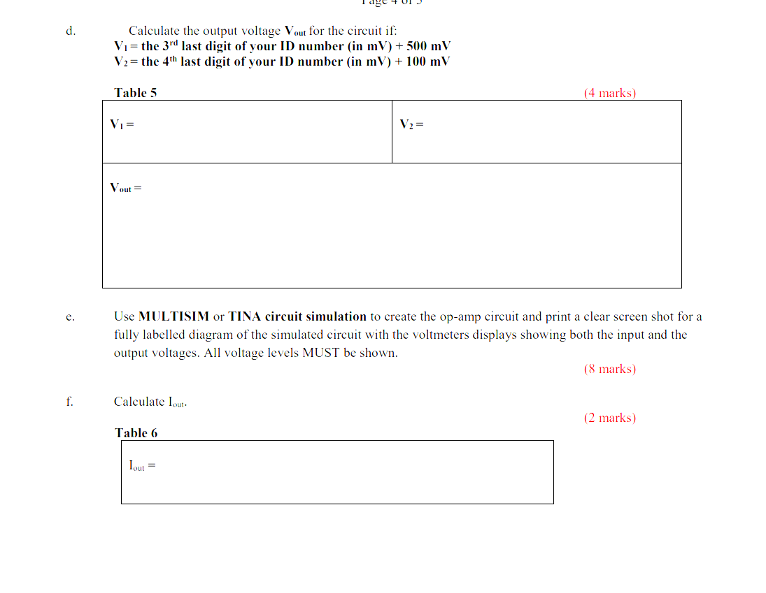 d. Calculate the output voltage Vout for the circuit | Chegg.com