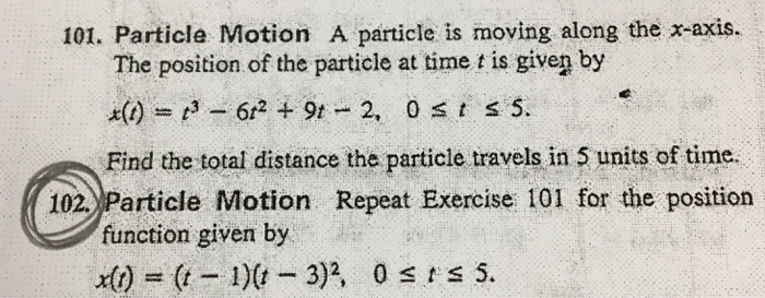 Solved 101. Particle Motion A particle is moving along the | Chegg.com