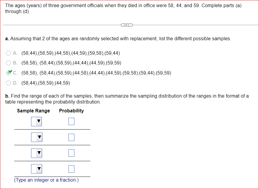 Solved The ages (years) of three government officials when | Chegg.com