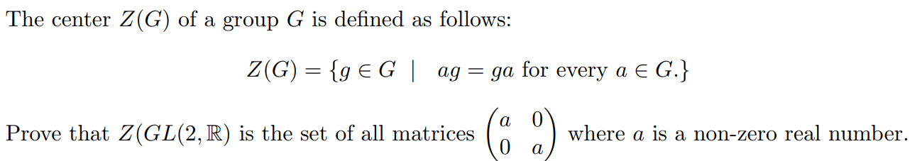 Solved The center \\( Z(G) \\) of a group \\( G \\) is | Chegg.com