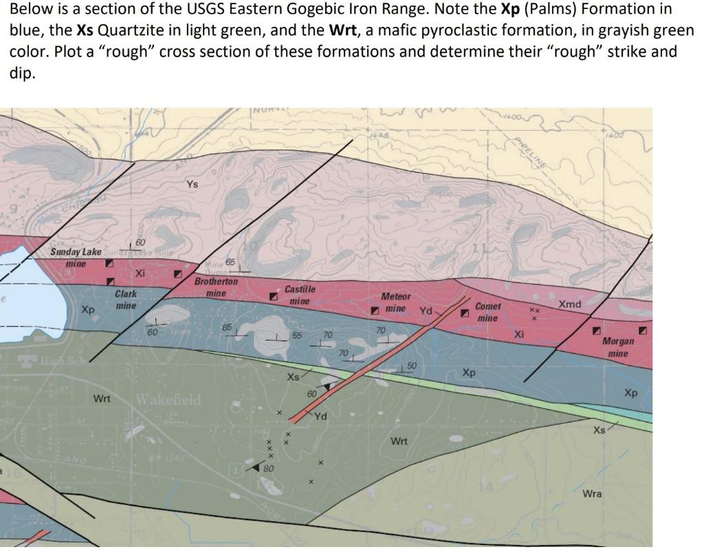 Solved Below is a section of the USGS Eastern Gogebic Iron | Chegg.com