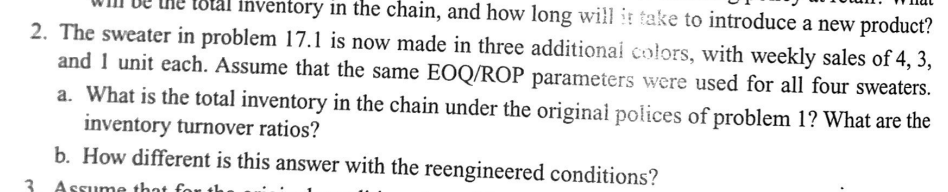 2. The sweater in problem 17.1 is now made and 1 unit | Chegg.com