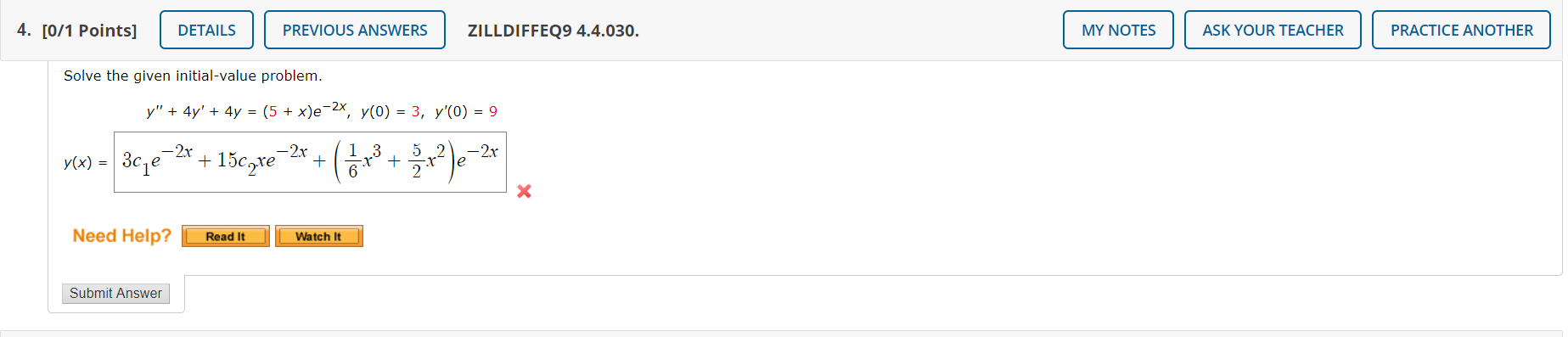 Solved 4. [0/1 Points] DETAILS PREVIOUS ANSWERS ZILLDIFFEQ9 | Chegg.com