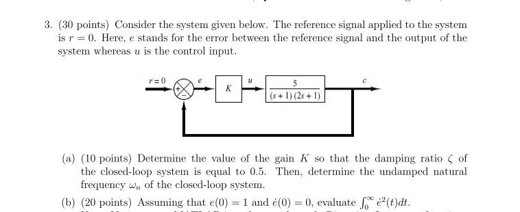 Solved 3. (30 points) Consider the system given below. The | Chegg.com