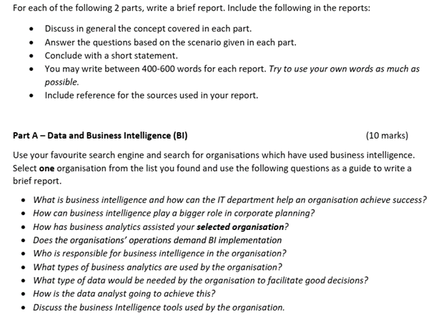 For each of the following 2 parts, write a brief | Chegg.com