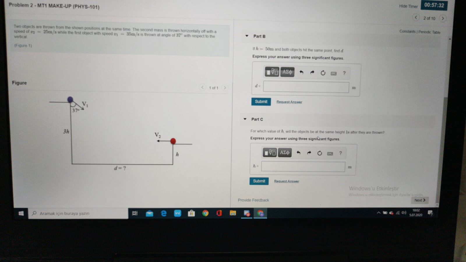 Solved Problem 2 - MT1 MAKE-UP (PHYS-101) Hide Timer | Chegg.com