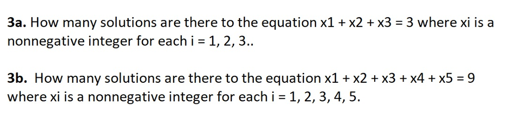 Solved 3a. How Many Solutions Are There To The Equation X1 +