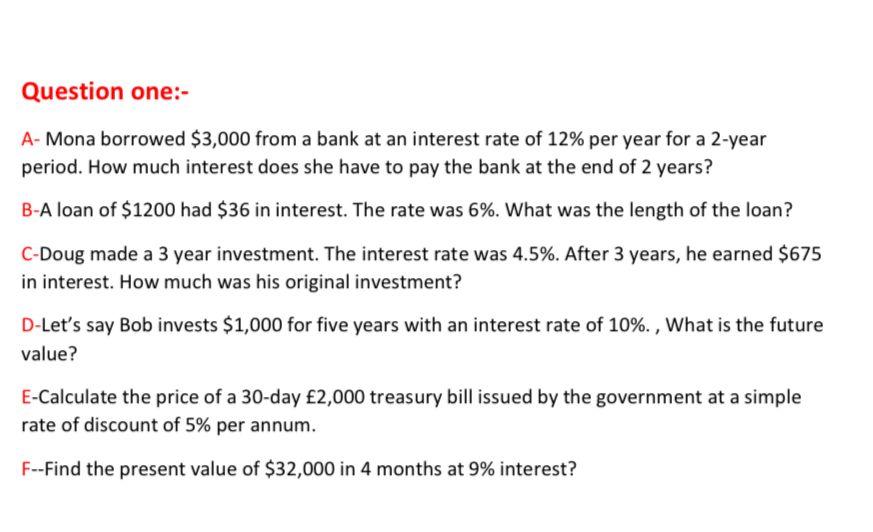 Solved financial mathematics solve the C and D and E and | Chegg.com