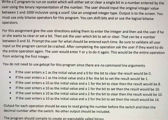 Solved Write C program to run on ocelot which will either | Chegg.com