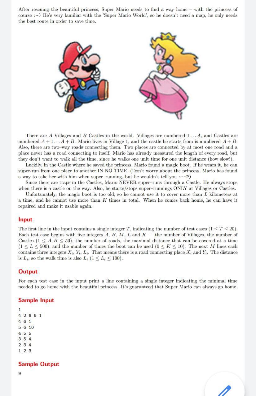 Solved After rescuing the beautiful princess, Super Mario | Chegg.com