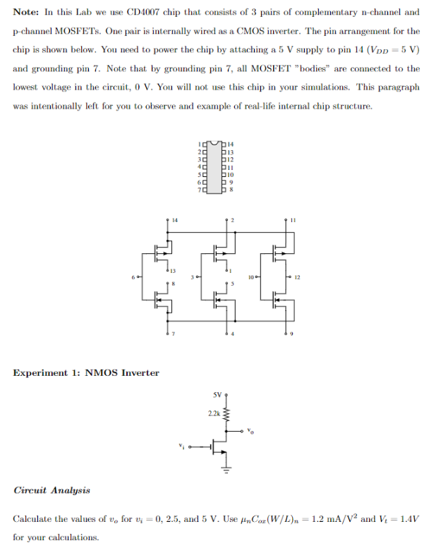 Solved Note: In this Lab we use CD4007 chip that consists of | Chegg.com
