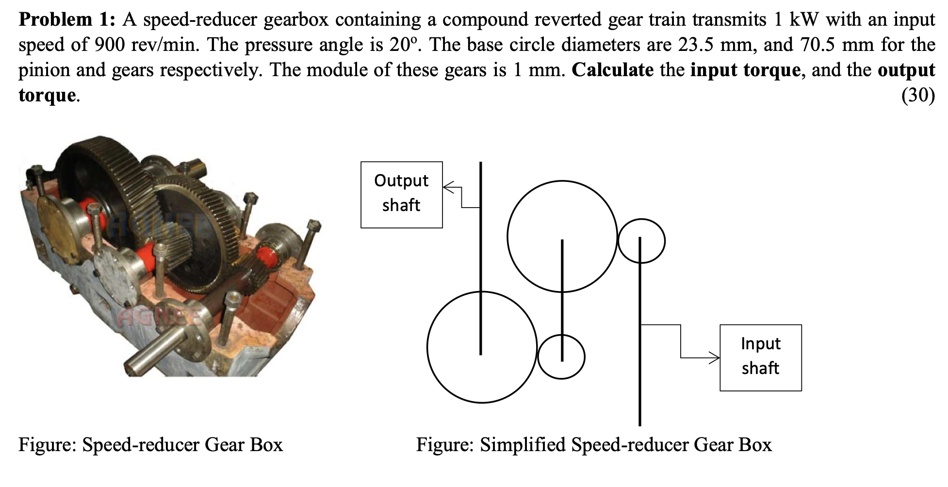Solved Problem 1: A speed-reducer gearbox containing a | Chegg.com