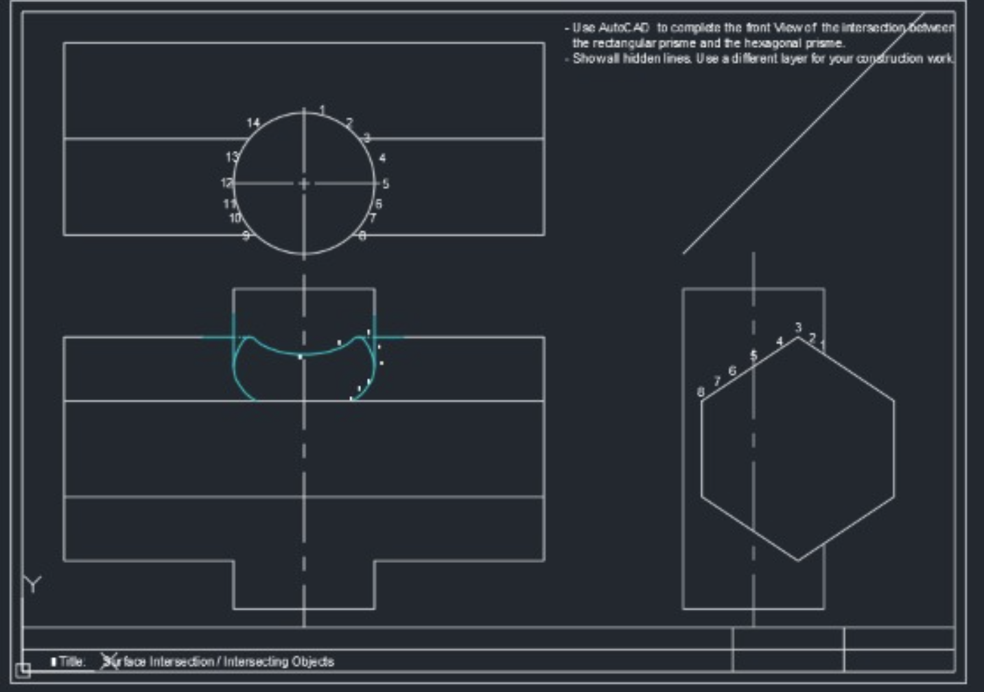 Solved Use AutoCAD to complete the front View of the | Chegg.com