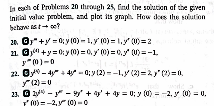 In each of Problems 20 through 25 , find the solution | Chegg.com