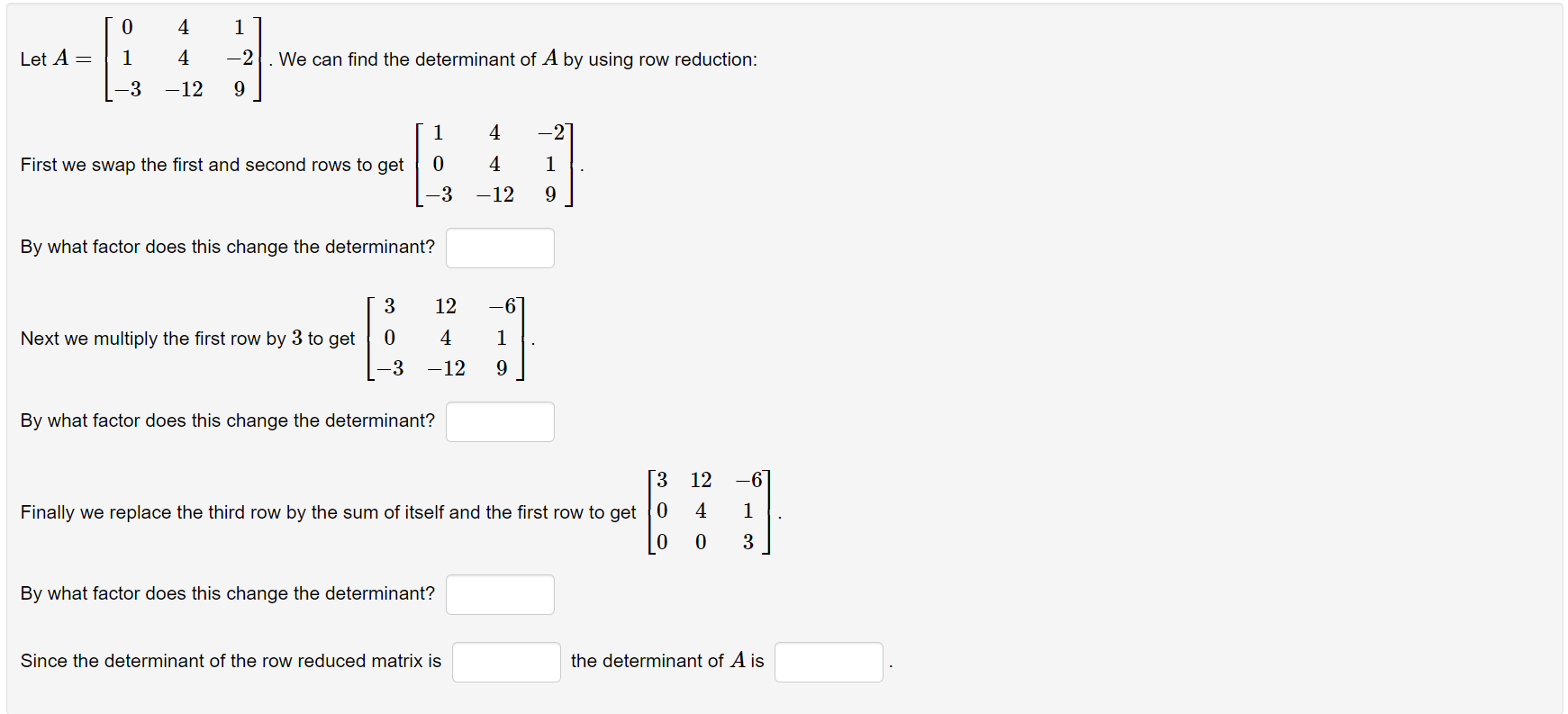 [Solved]: Let A = 0 4 1 1 4 -2. We can find the determinan