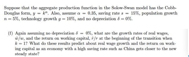 Solved Suppose that the aggregate production function in the | Chegg.com
