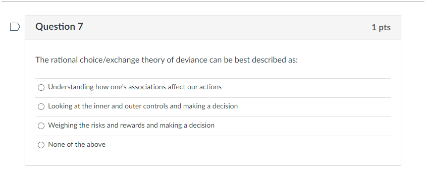 Solved he rational choice/exchange theory of deviance can be | Chegg.com