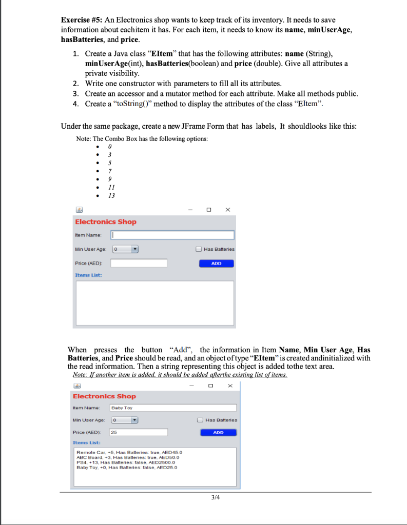Solved Exercise \#5: An Electronics shop wants to keep track | Chegg.com