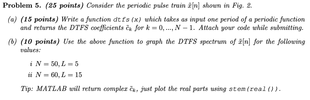 Problem 5. (25 points) Consider the periodic pulse | Chegg.com