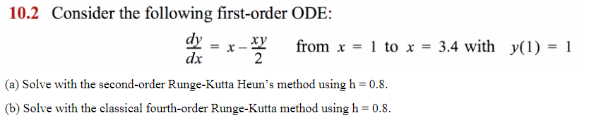 Solved 10.2 Consider the following first-order ODE: | Chegg.com