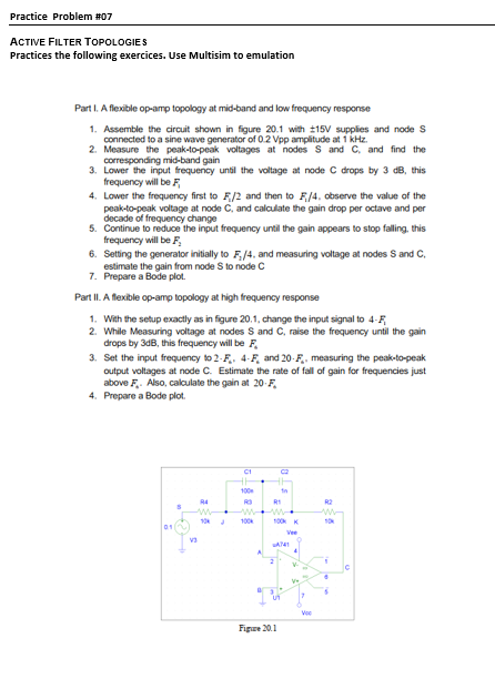 Practice Problem #07 ACTIVE FILTER TOPOLOGIES | Chegg.com