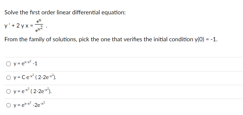 Solved Solve the first order linear differential equation: | Chegg.com