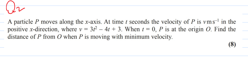 Solved Qv A particle P moves along the x-axis. At time t | Chegg.com