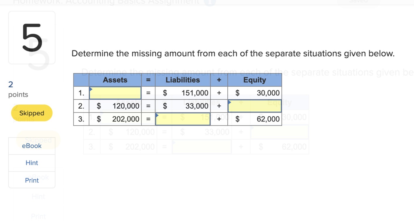 Solved Determine the missing amount from each of the | Chegg.com