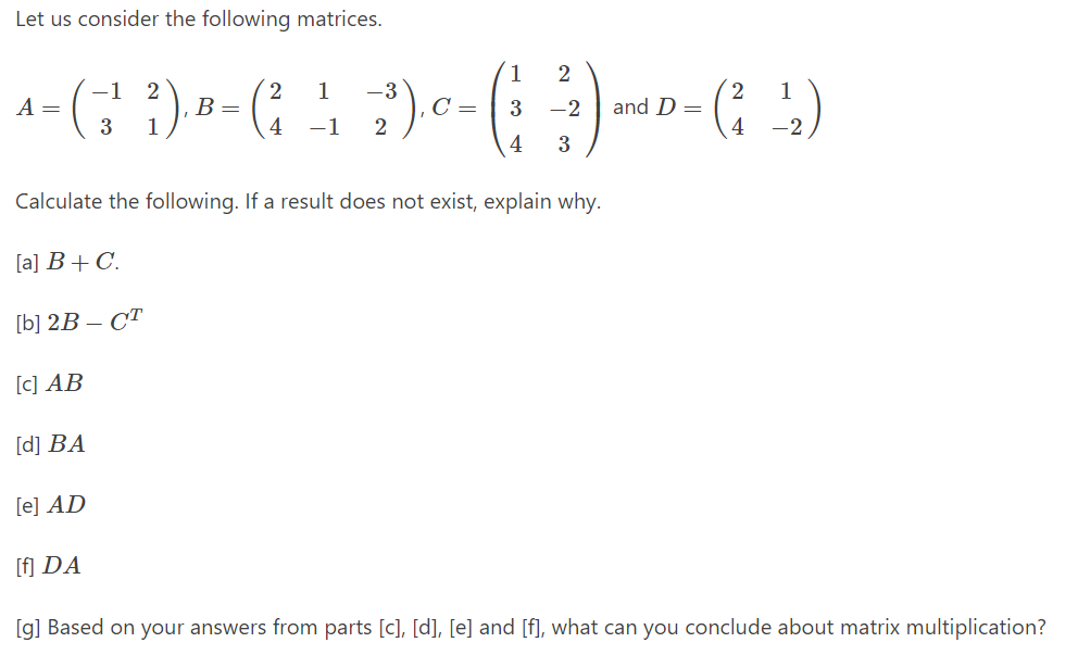Solved Let us consider the following matrices. | Chegg.com