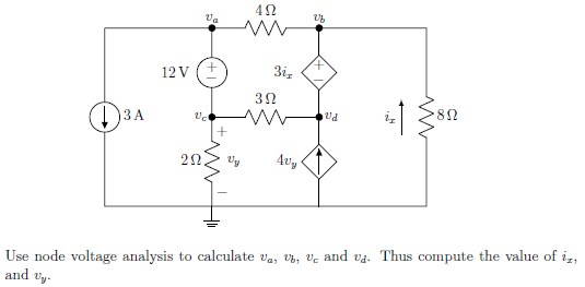 Solved Use node voltage analysis to calculate va,vb,vc and | Chegg.com