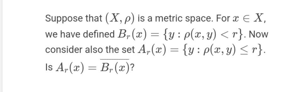 Solved Suppose that (X,ρ) is a metric space. For x∈X, we | Chegg.com