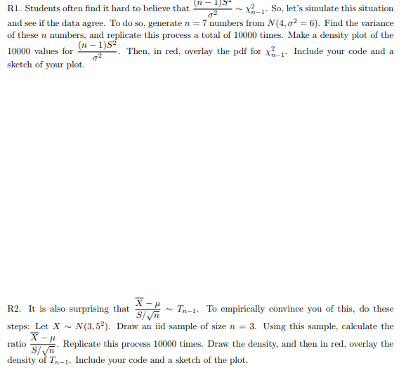 Solved ~ χ2-1. So, let's simulate this situation R1. | Chegg.com