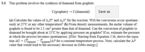 Solved 5.8 This problem involves the synthesis of diamond | Chegg.com