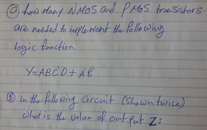 Solved @ how many WMOS and PMOS transistors are needed to | Chegg.com