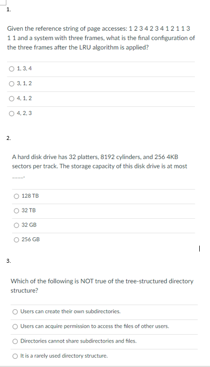 Solved 1. Given the reference string of page accesses: 1 2 3 | Chegg.com